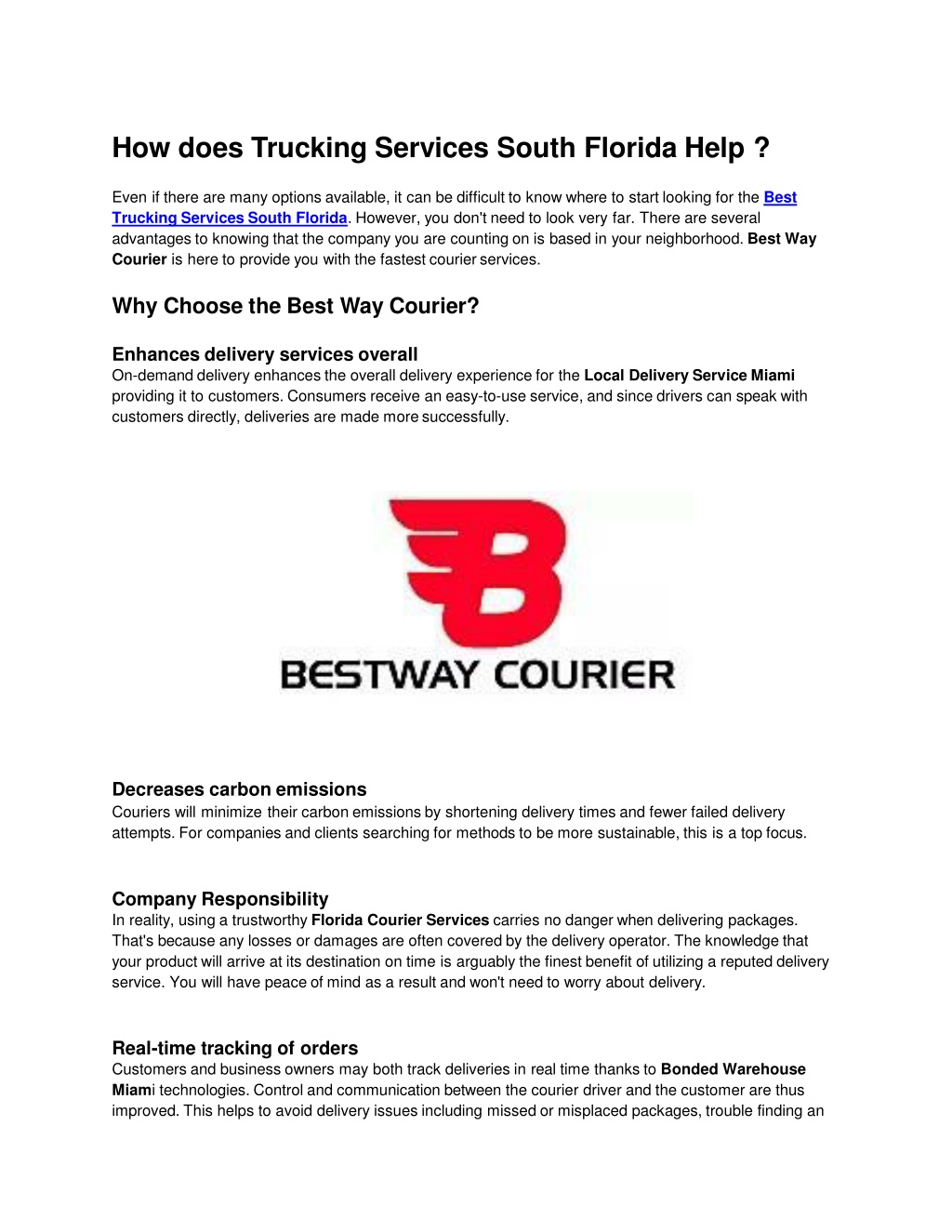 PPT - Freight Delivery Service Miami|Best Way Courier PowerPoint ...
