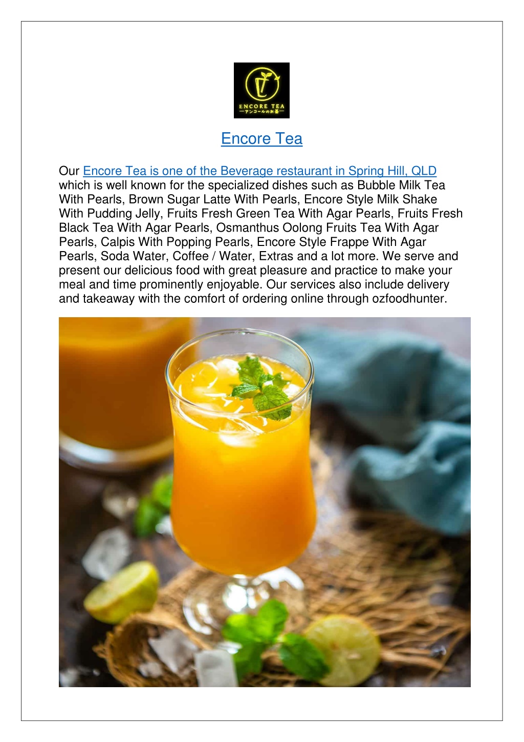 PPT - 5% off - Encore Tea Delivery Restaurant Spring Hill, QLD ...