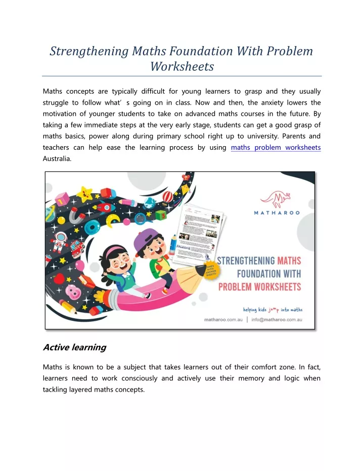 PPT - Strengthening Maths Foundation With Problem Worksheets PowerPoint ...