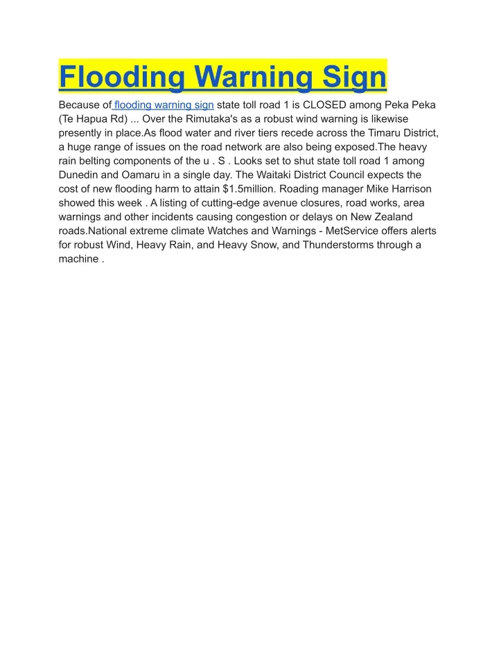 PPT - Flooding Warning Sign _ Safety Sign Material Guide PowerPoint ...