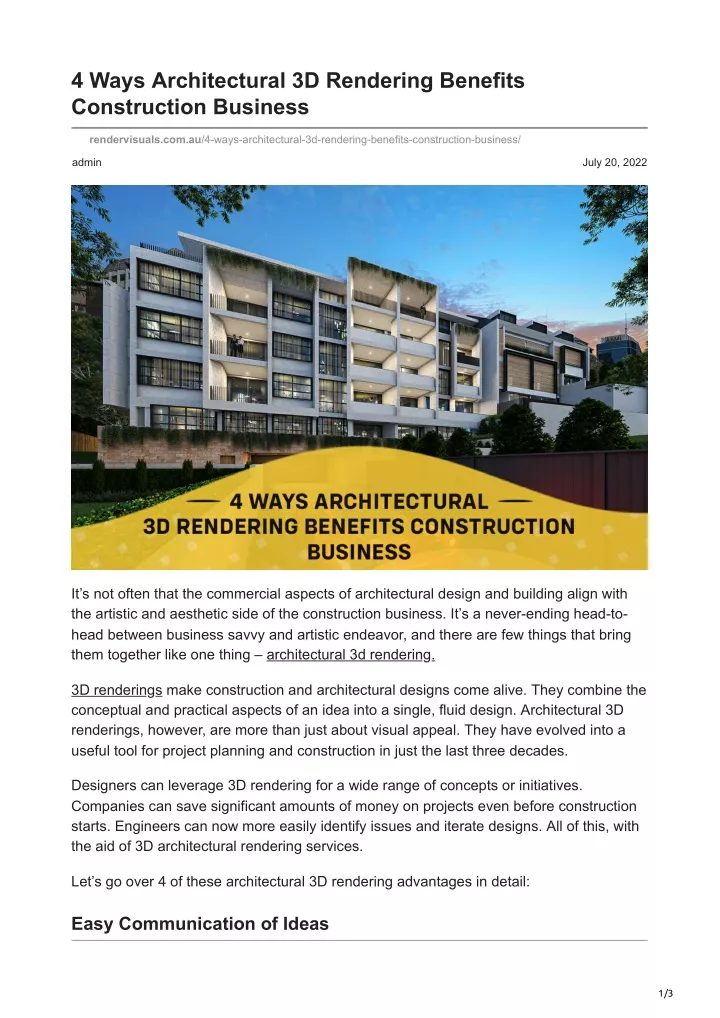 PPT - 4 Ways Architectural 3D Rendering Benefits Construction Business PowerPoint Presentation ...