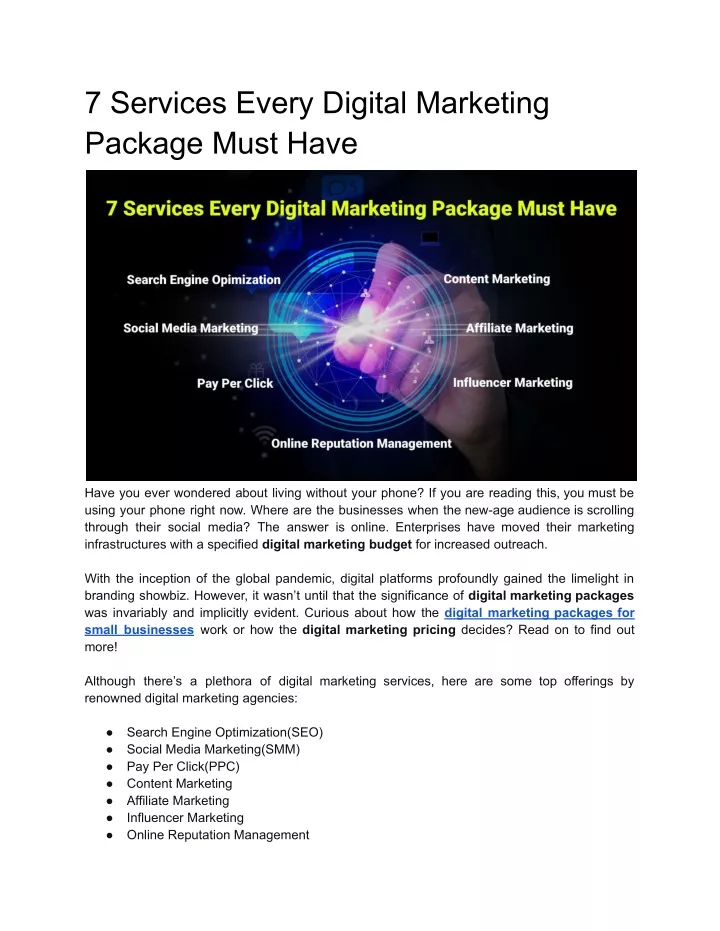 PPT - 7 Services Every Digital Marketing Package Must Have PowerPoint ...