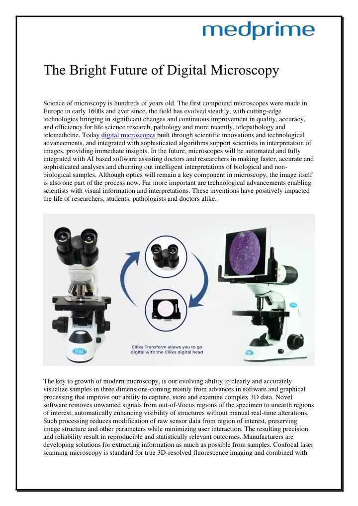 PPT - The Bright Future of Digital Microscopy PowerPoint Presentation ...