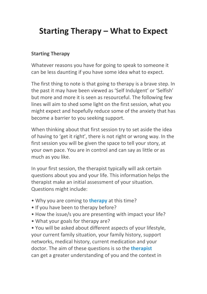 PPT - Starting Therapy – What to Expect PowerPoint Presentation, free ...