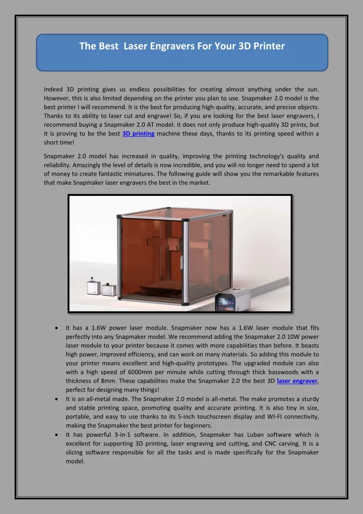 PPT - The Best Laser Engravers For Your 3D Printer PowerPoint ...