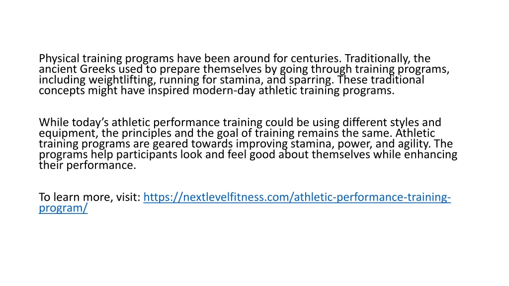 PPT - Athletic Performance Training Program PowerPoint Presentation ...