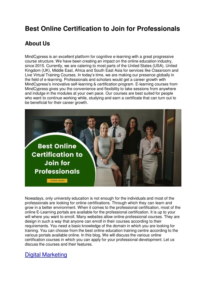 PPT - Best Online Certification to Join for Professionals PowerPoint ...