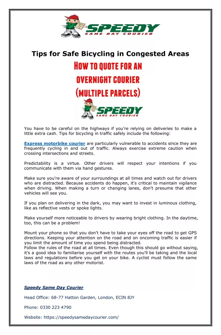 PPT - Tips for Safe Bicycling in Congested Areas PowerPoint ...