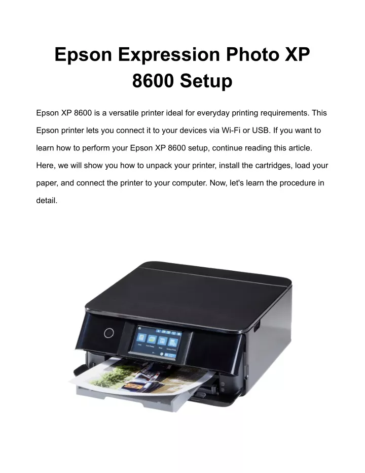 PPT - Perform Your Epson XP-8600 Setup With Ease Instructions ...