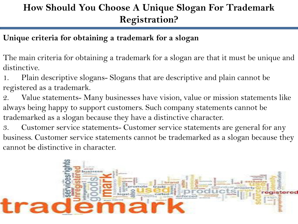 PPT - How Should You Choose A Unique Slogan For Trademark Registration ...
