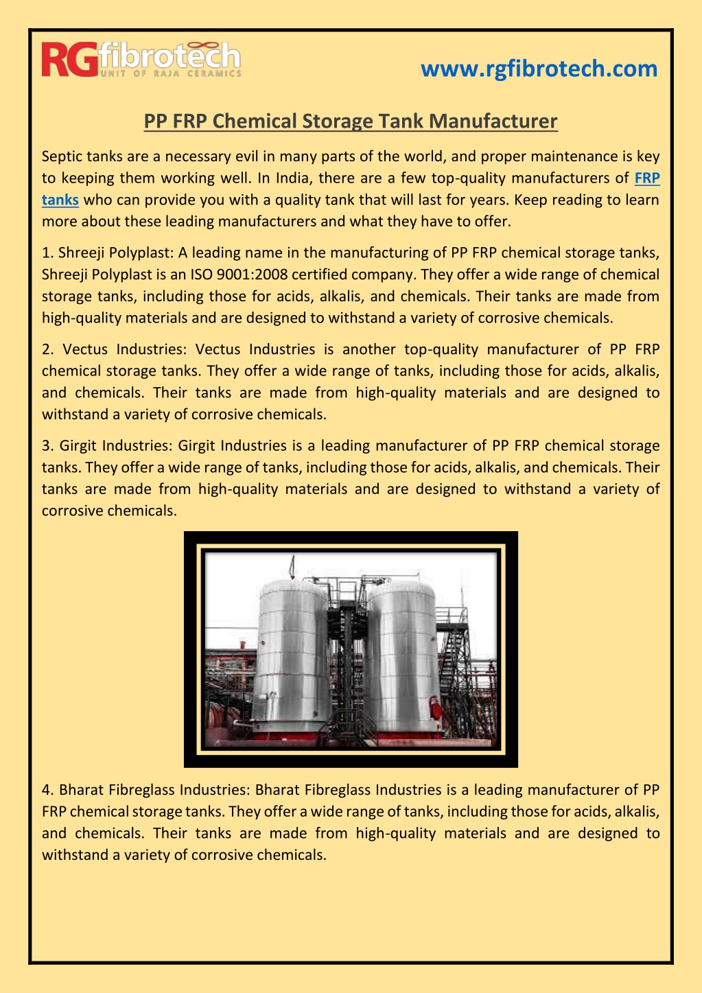 PPT - PP FRP Chemical Storage Tank Manufacturer PowerPoint Presentation ...