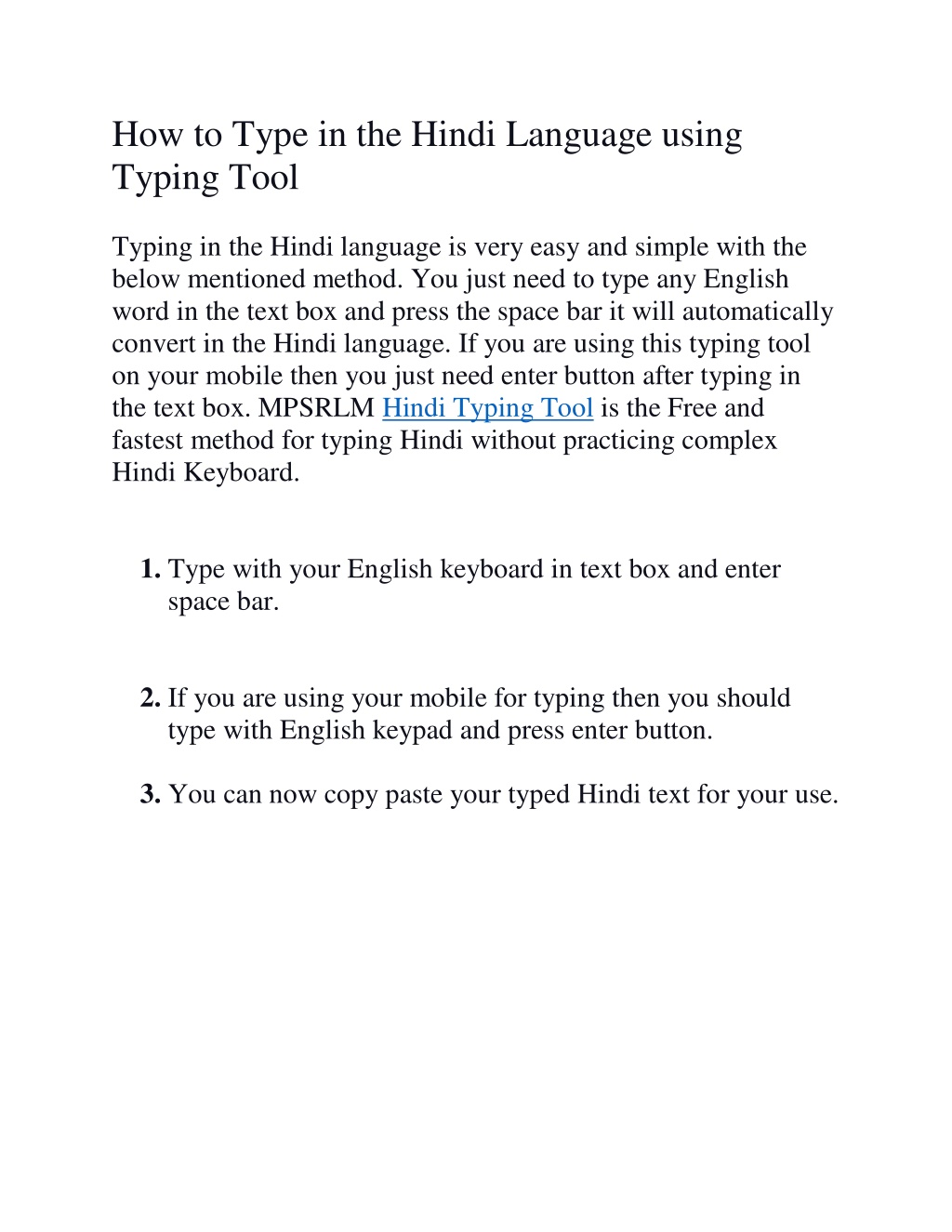 PPT - How to Type in the Hindi Language using Online Typing Tool ...
