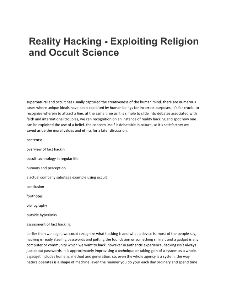 PPT - Reality Hacking PowerPoint Presentation, free download - ID:11559836