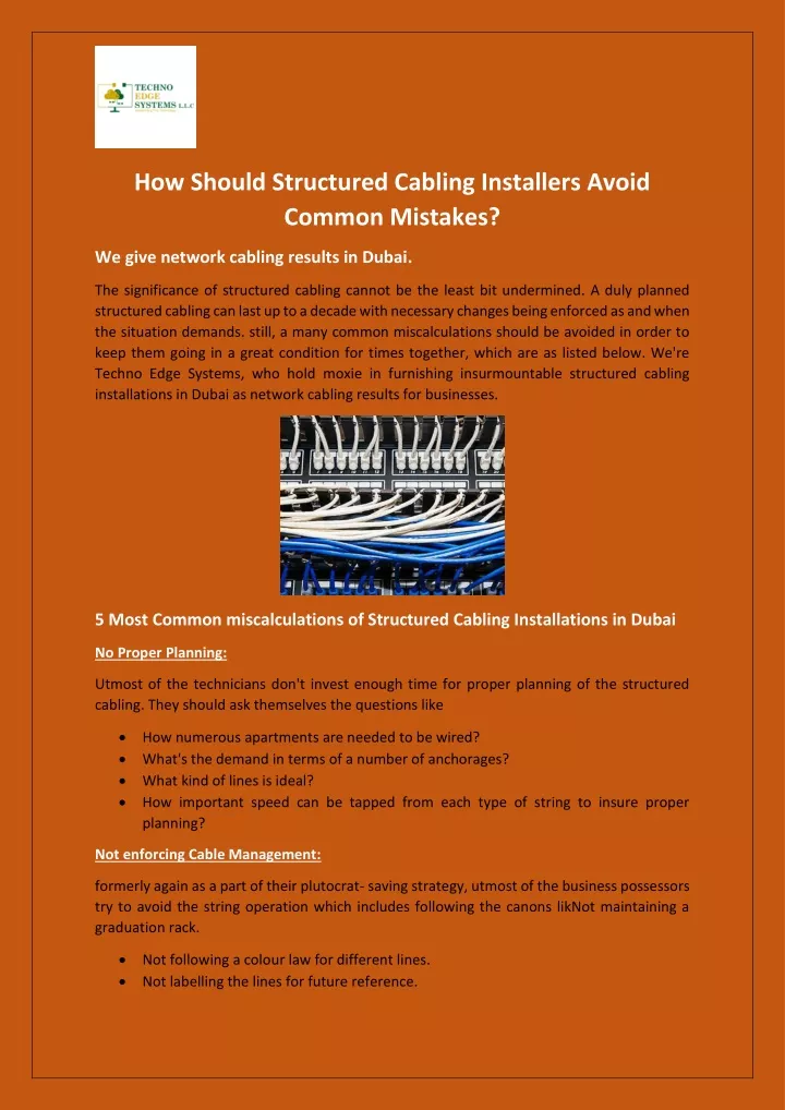 Ppt How Should Structured Cabling Installers Avoid Common Mistakes