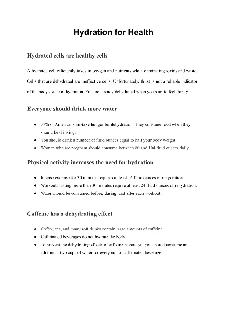 PPT - Hydration for Health PowerPoint Presentation, free download - ID ...