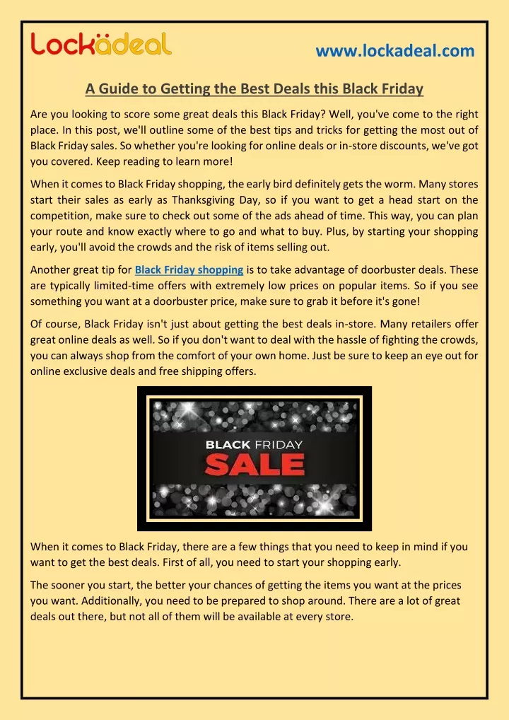 PPT - A Guide to Getting the Best Deals this Black Friday PowerPoint ...
