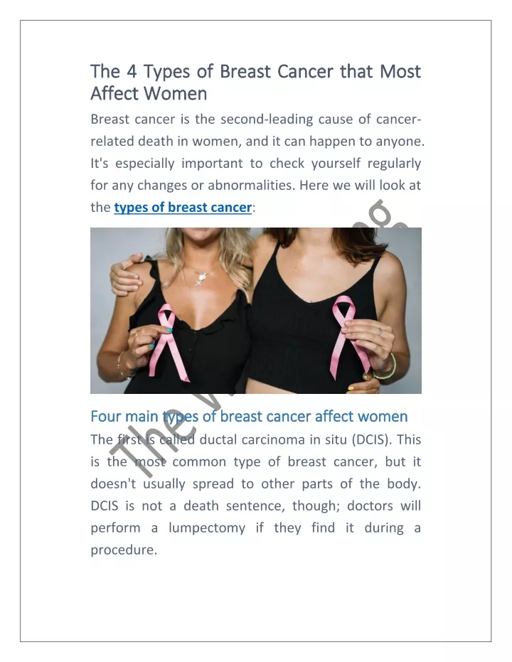 Ppt The 4 Types Of Breast Cancer That Most Affect Women Powerpoint Presentation Id11562407