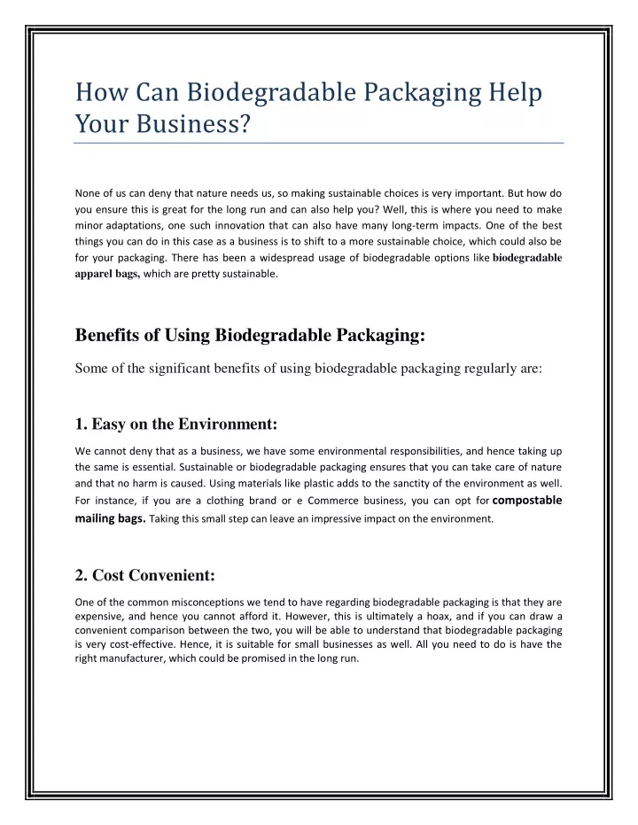 PPT - How Can Biodegradable Packaging Help Your Business PowerPoint ...