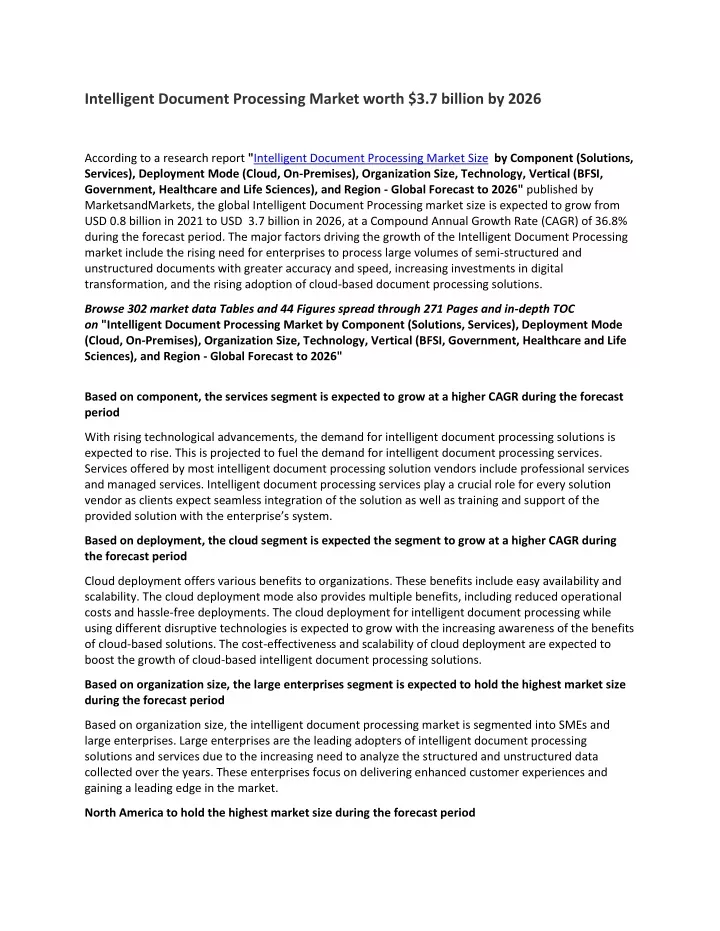 PPT - Intelligent Document Processing Market worth $5.2 billion by 2027 PowerPoint Presentation ...