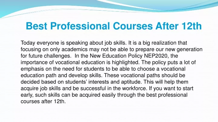 PPT - Best Professional Courses After 12th PowerPoint Presentation ...