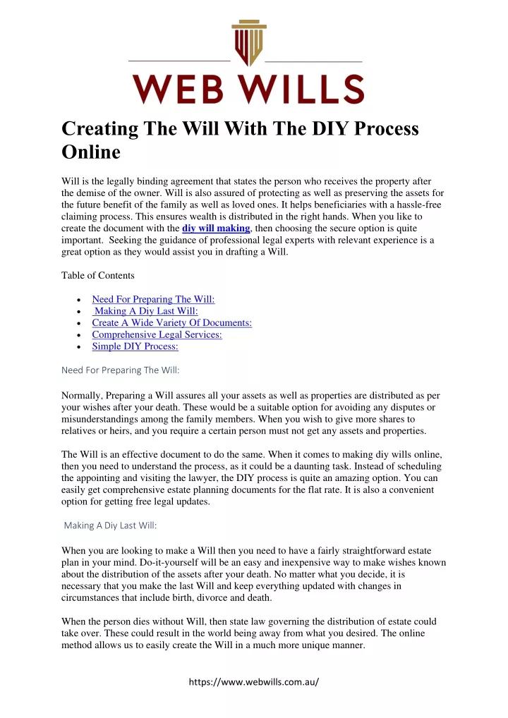 PPT - Creating The Will With The DIY Process Online PowerPoint ...