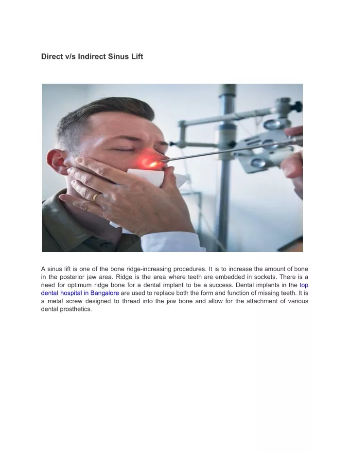 PPT - Direct vs Indirect Sinus Lift PowerPoint Presentation, free ...