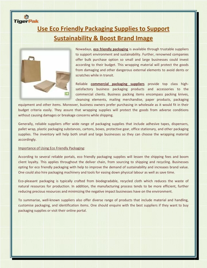 PPT - Use Eco Friendly Packaging Supplies to Support Sustainability ...