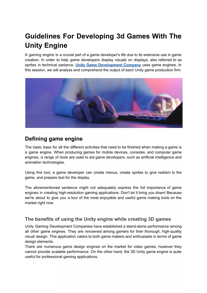 PPT - Guidelines For Developing 3d Games With The Unity Engine PowerPoint Presentation - ID:11568262