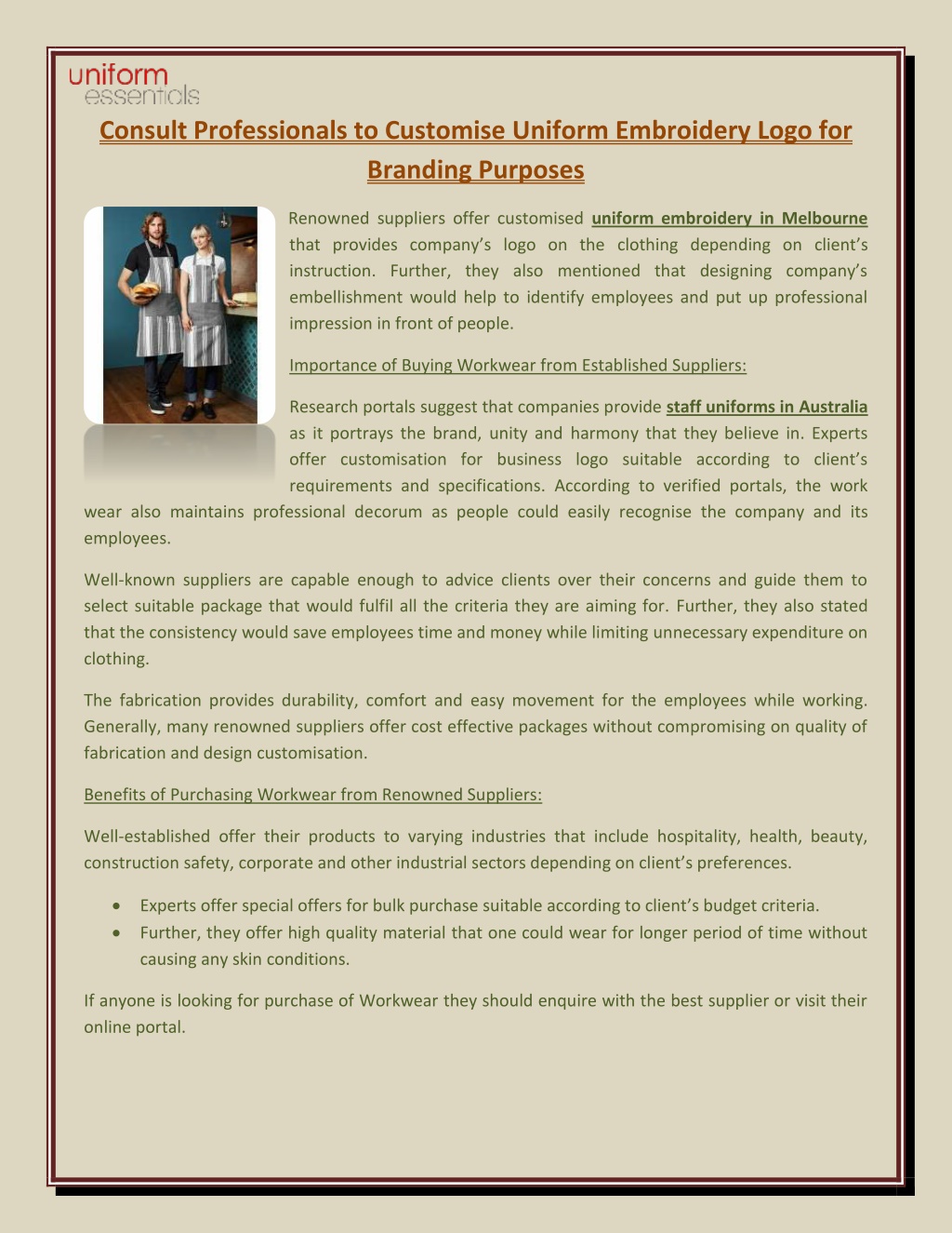 PPT - Consult Professionals to Customise Uniform Embroidery Logo for ...
