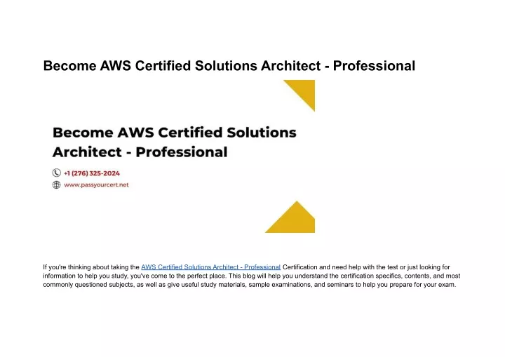 PPT - Become AWS Certified Solutions Architect - Professional ... PPT - Become AWS Certified Solutions Architect - Professional ...
