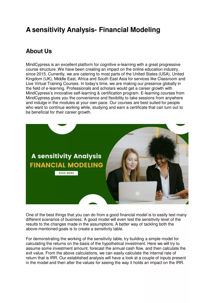 PPT - A sensitivity Analysis- Financial Modeling PowerPoint ...