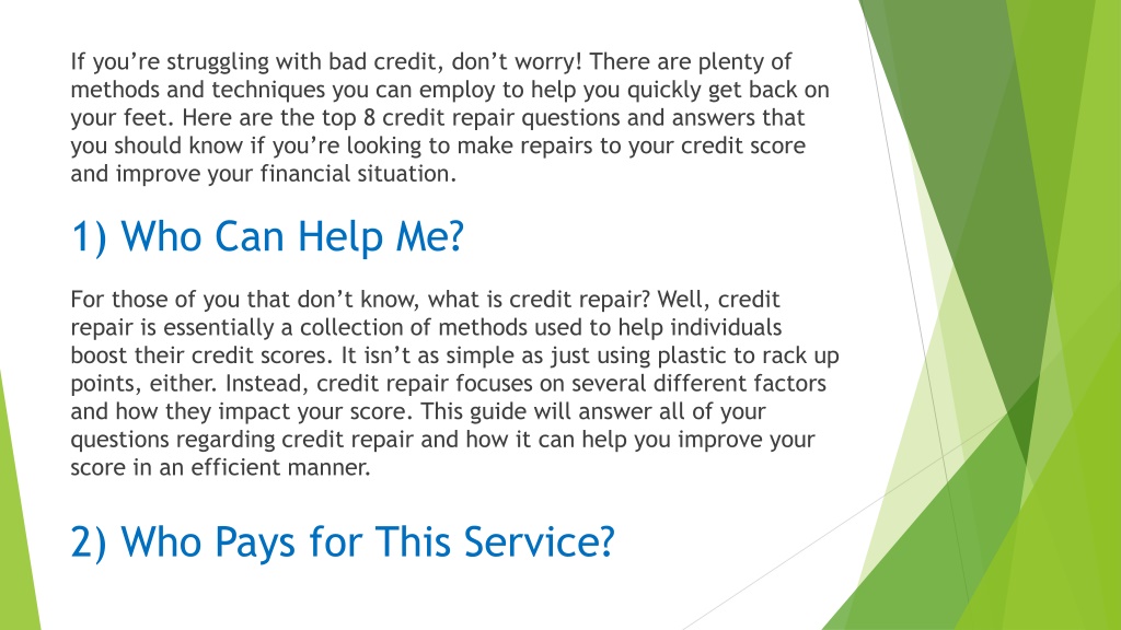 PPT - Get Your 8 Credit Repair Questions Answered! PowerPoint ...