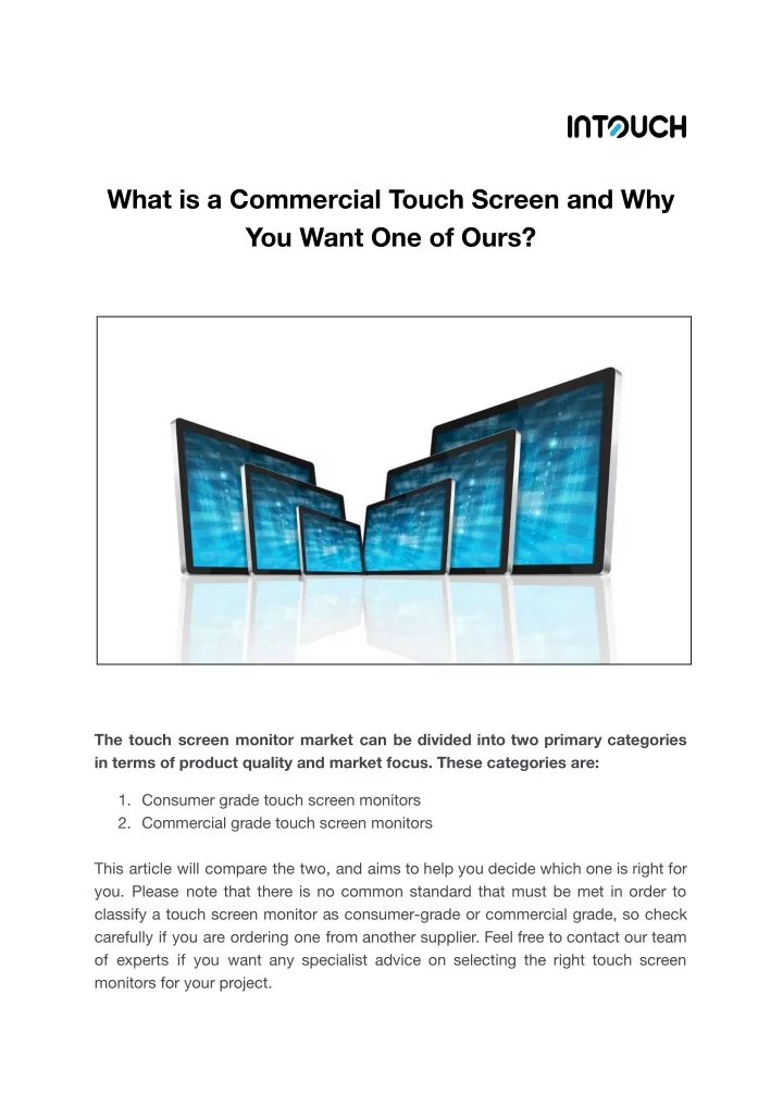 PPT - What is a Commercial Touch Screen and Why You Want One of Ours ...