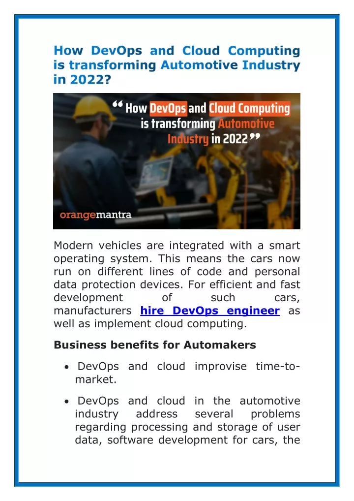PPT - How DevOps and Cloud Computing is transforming Automotive ...