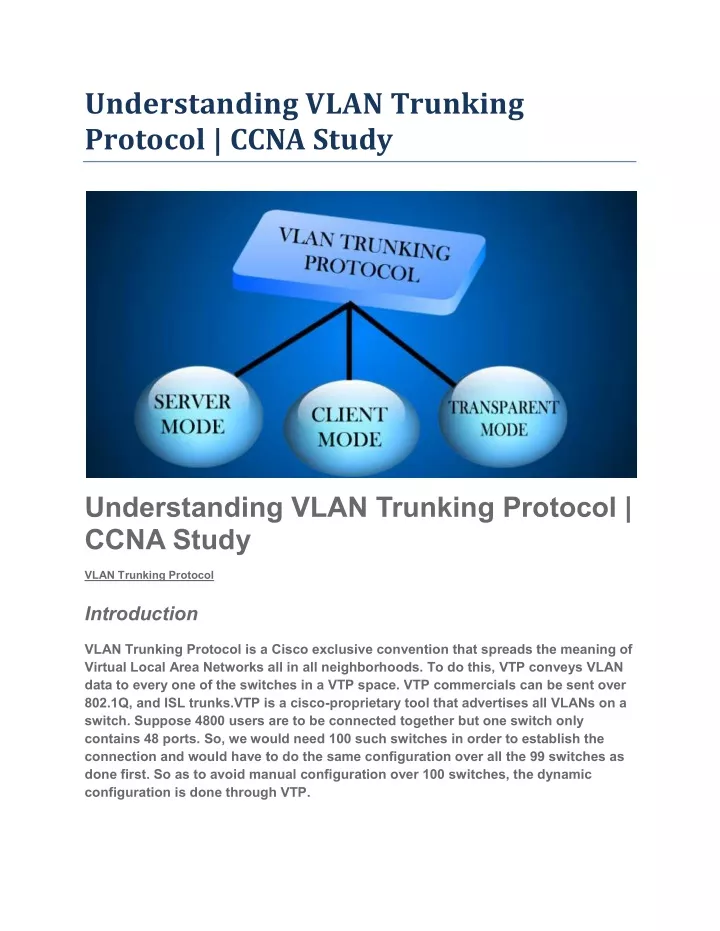PPT - Understanding VLAN Trunking Protocol CCNA Study PowerPoint ... PPT - Understanding VLAN Trunking Protocol CCNA Study PowerPoint ...