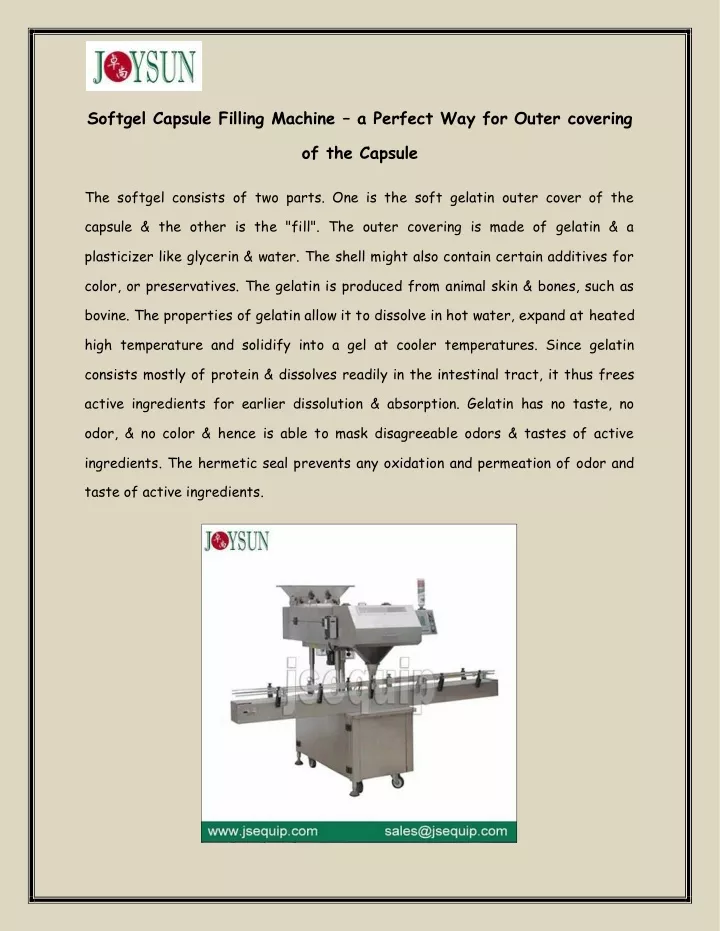 PPT - Softgel Capsule Filling Machine – a Perfect Way for Outer ...