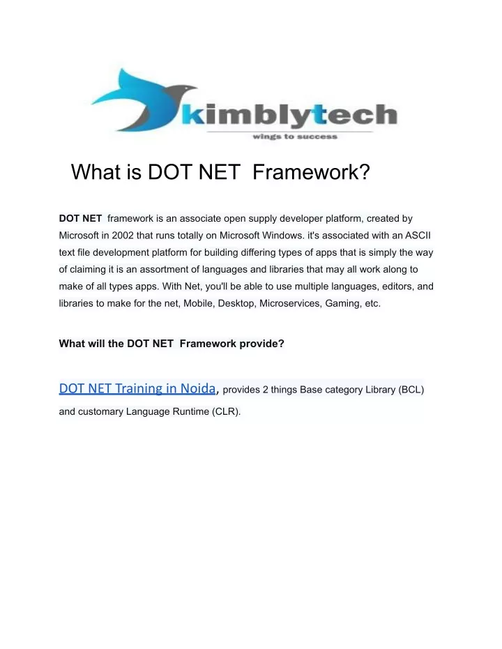 PPT What Is DOT NET Framework PowerPoint Presentation Free Download 