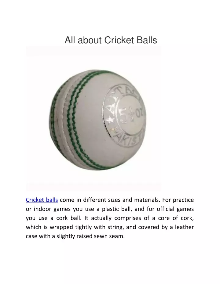 PPT - All about Cricket Balls PowerPoint Presentation, free download ...