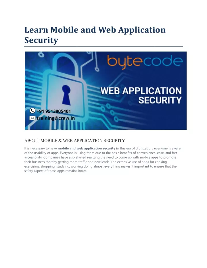 PPT - Learn Mobile and Web Application Security PowerPoint Presentation - ID:11577572