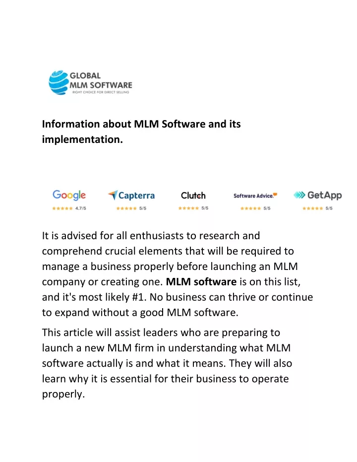 PPT - Information about MLM Software and its implementation PowerPoint ...