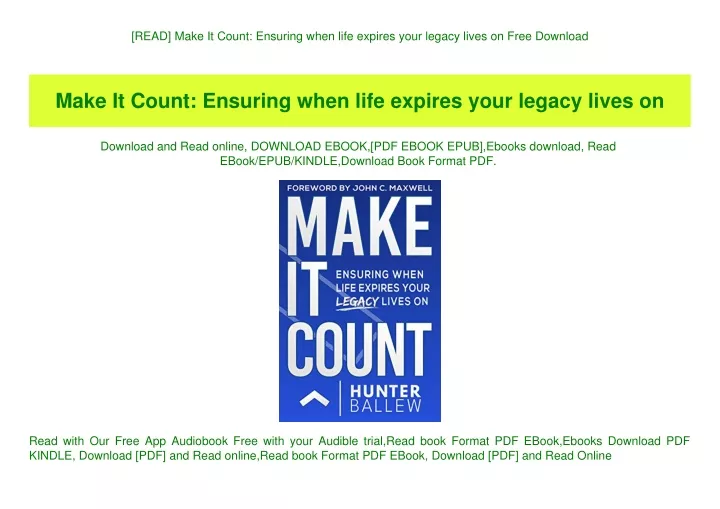 PPT - [READ] Make It Count Ensuring when life expires your legacy lives ...