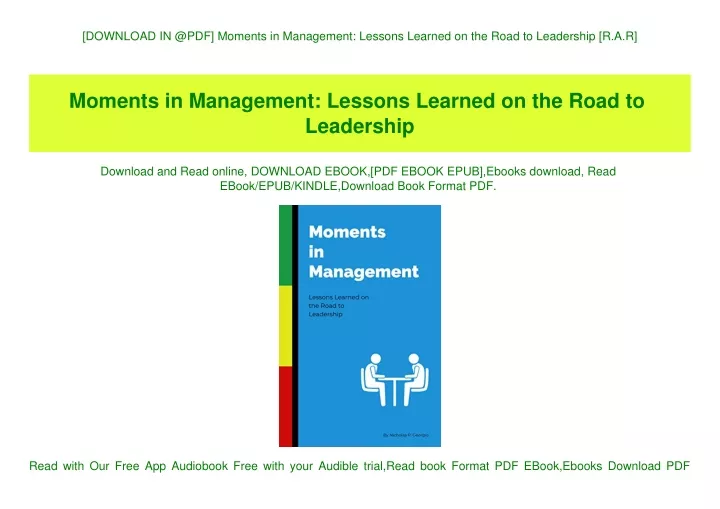 PPT - [DOWNLOAD IN @PDF] Moments in Management Lessons Learned on the ...