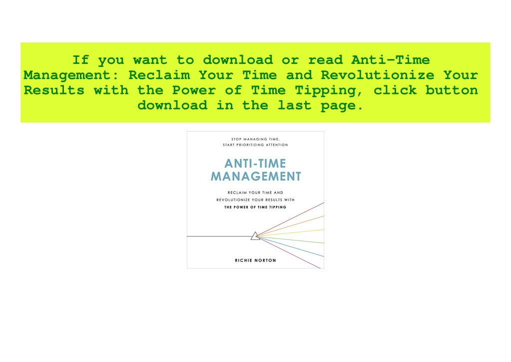 PPT - {Read Online} Anti-Time Management Reclaim Your Time and ... PPT - {Read Online} Anti-Time Management Reclaim Your Time and ...