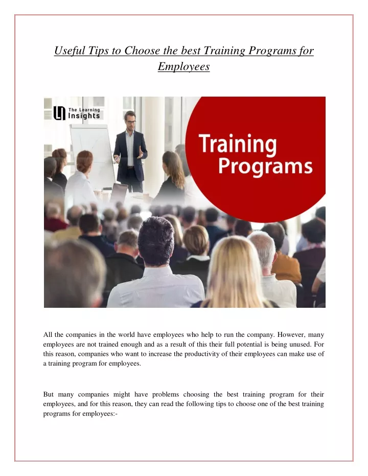 PPT - Useful Tips to Choose the best Training Programs for Employees ...