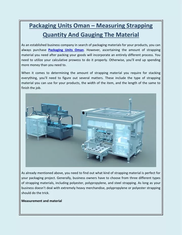 PPT - Packaging Units Oman – Measuring Strapping Quantity And Gauging ...