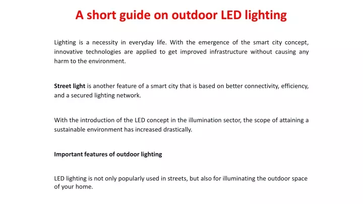 PPT - A short guide on outdoor LED lighting PowerPoint Presentation ...