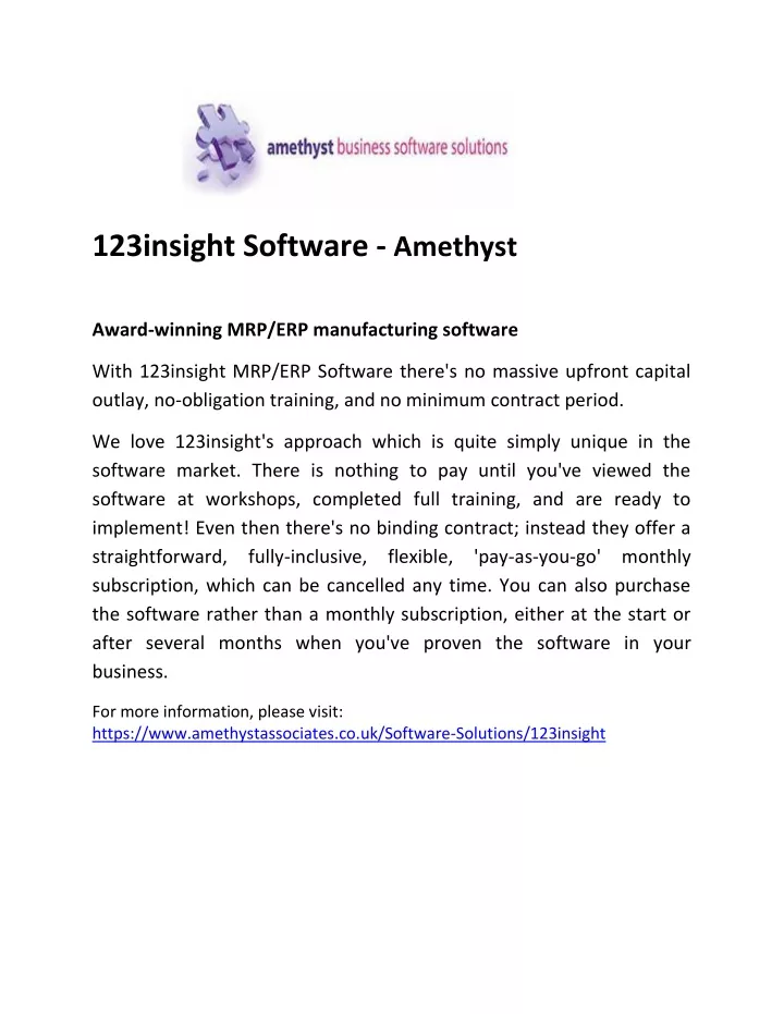 PPT - 123insight Software - Amethyst PowerPoint Presentation, free ...