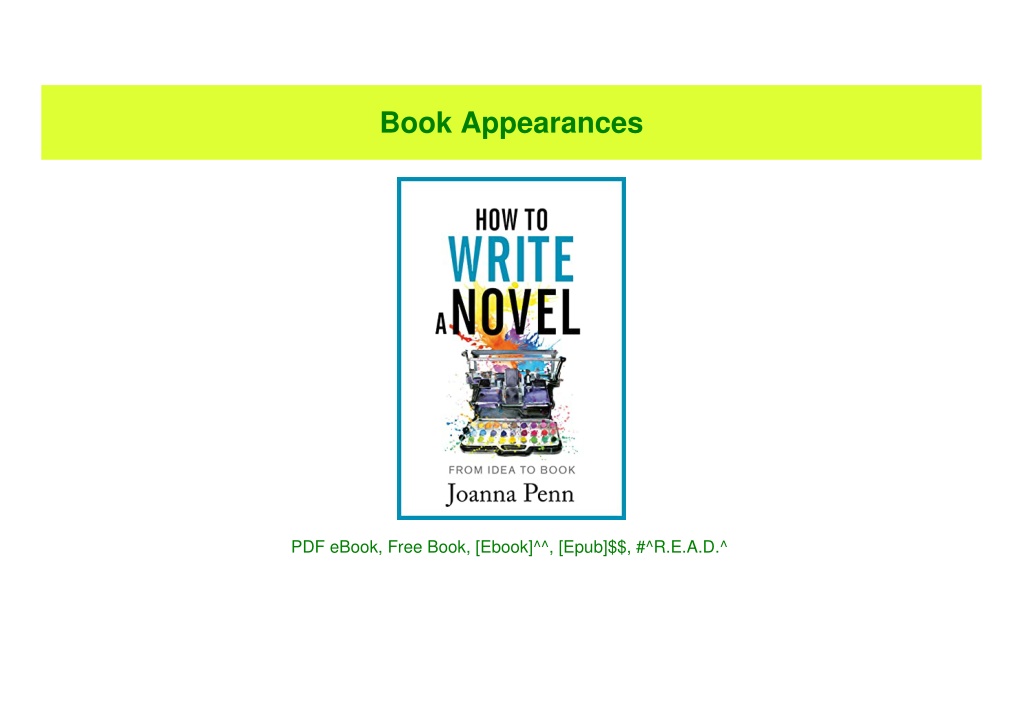 PPT - [PDF] Download How To Write A Novel From Idea to Book (Books for ...