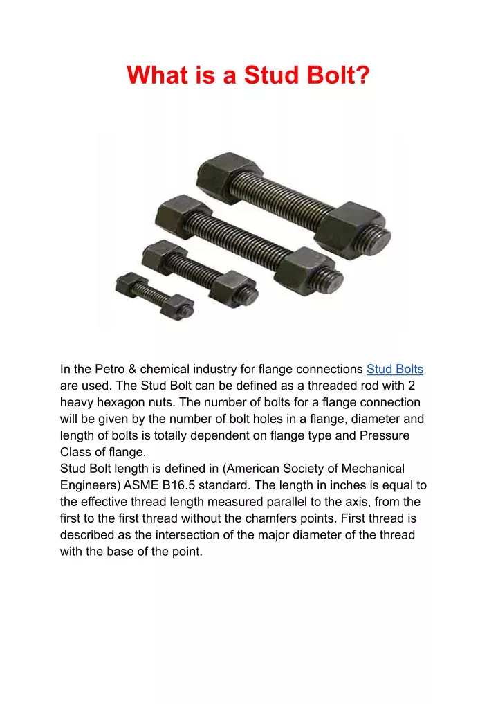 PPT - What is a Stud Bolt? PowerPoint Presentation, free download - ID ...