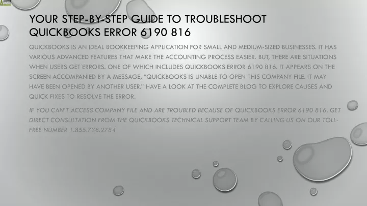 PPT - An easy guide to resolve QuickBooks Error 6190 816 PowerPoint ... PPT - An easy guide to resolve QuickBooks Error 6190 816 PowerPoint ...